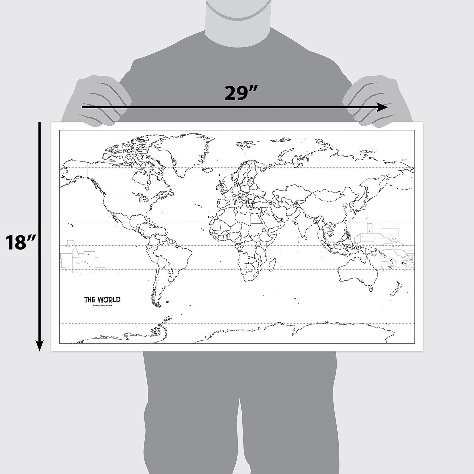 Laminated Blank World Map Outline Poster - 18" X 29" - (for Use With ...