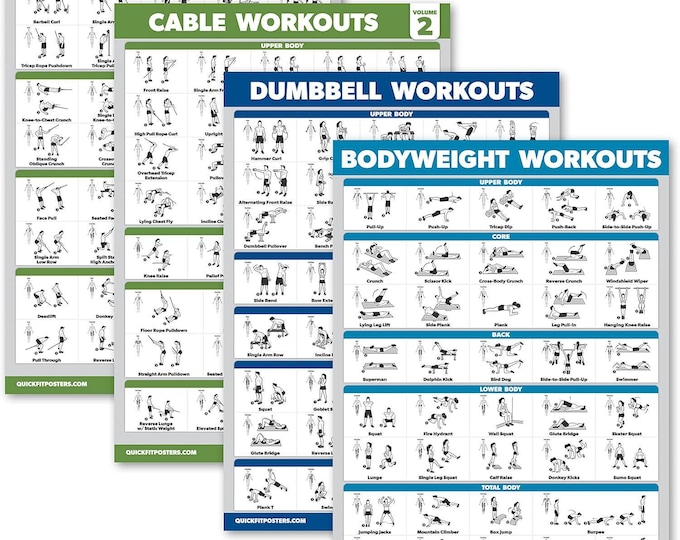 Palace Learning 4 Pack- Cable Machine Workout Posters Volume 1 & Volume ...