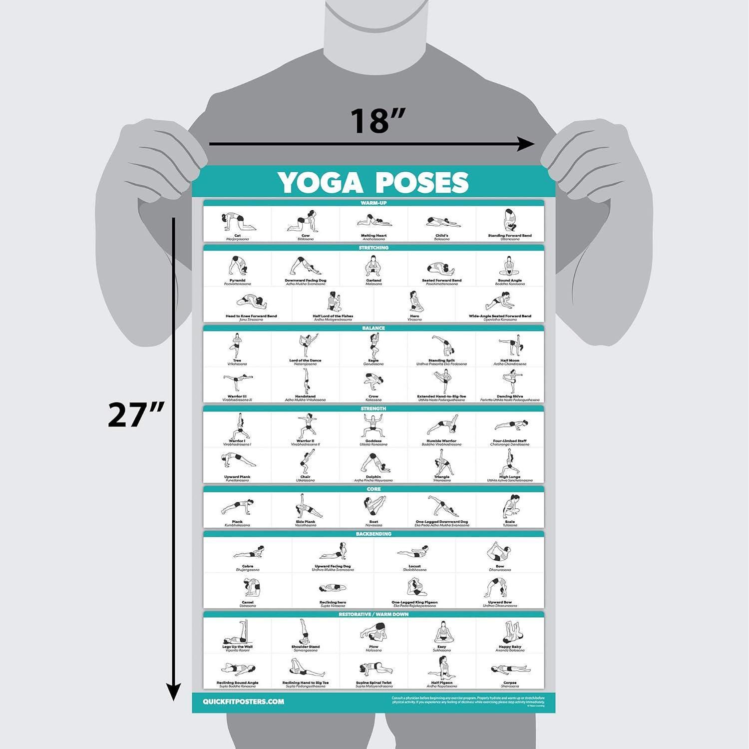 2 Pack: Yoga Poses Laminated Poster + Dumbbell Exercise Playing Cards ...