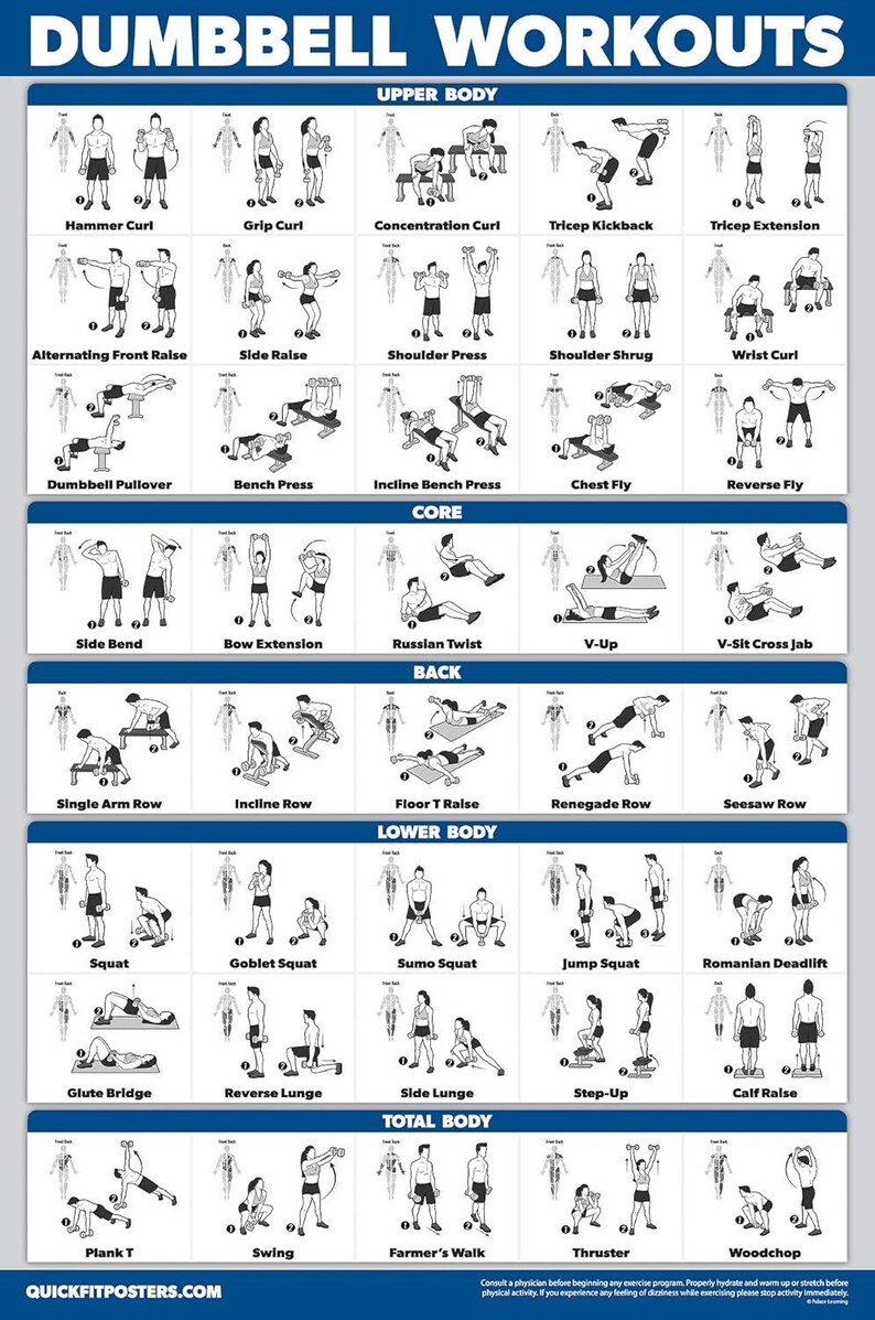 Quickfit 2-pack Sliding Bench and Bodyweight Workout Posters ...