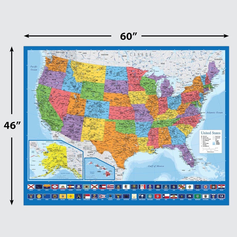 Giant USA Map - Mega Map of the United States of America - US Map Chart ...