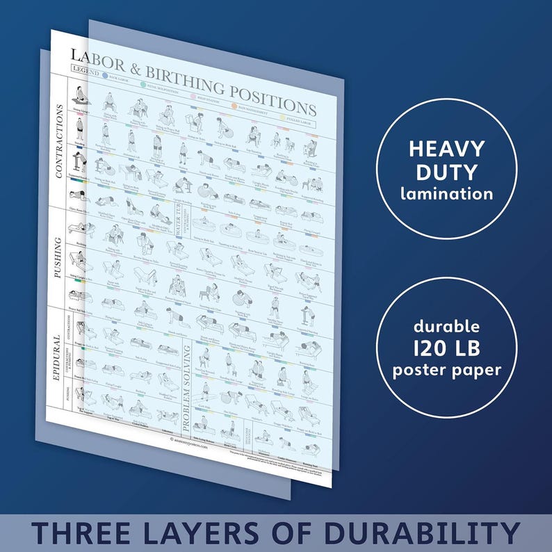 Labor Positions Poster - Birthing Positions Chart - Childbirth ...