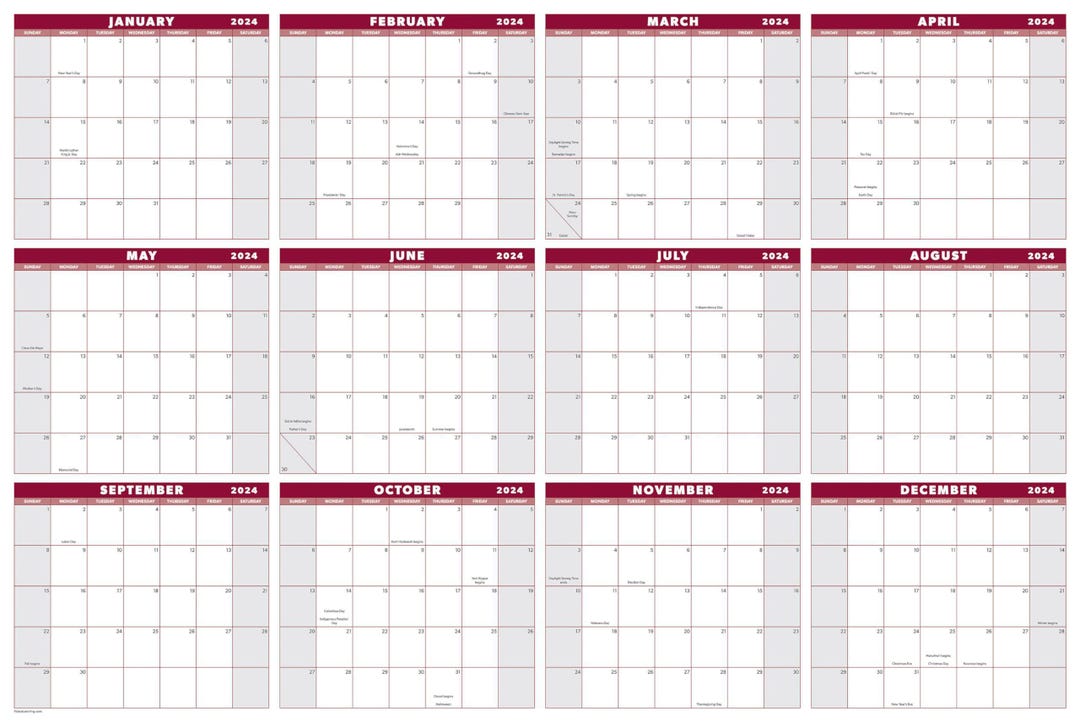 Extra Large 32" X 48" 2024 Dry Erase Wall Calendar - 12 Month Annual ...