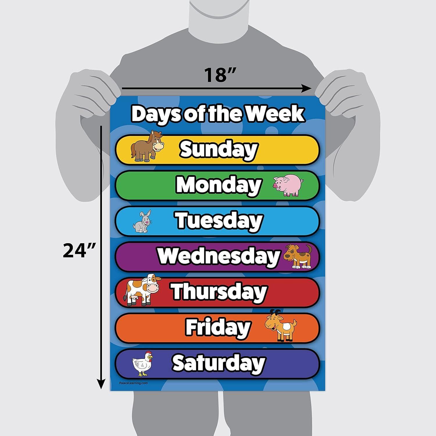 Days of the Week & Months of the Year Poster Chart Set - Laminated ...