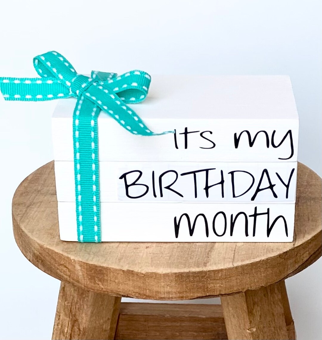 Birthday Month Mini Book Stack / Tiered Tray Birthday Decor / Spring ...
