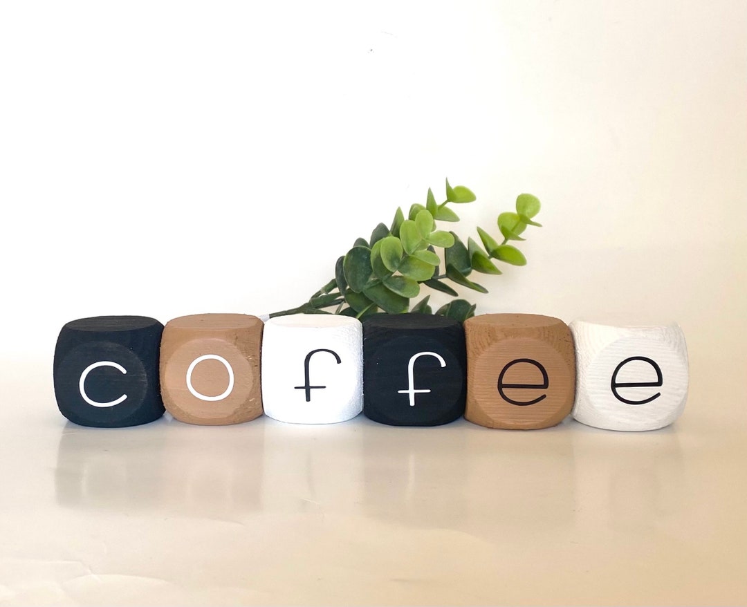 Coffee 2” Wood Letter Blocks / Coffee Tiered Tray Decor / Coffee Bar ...