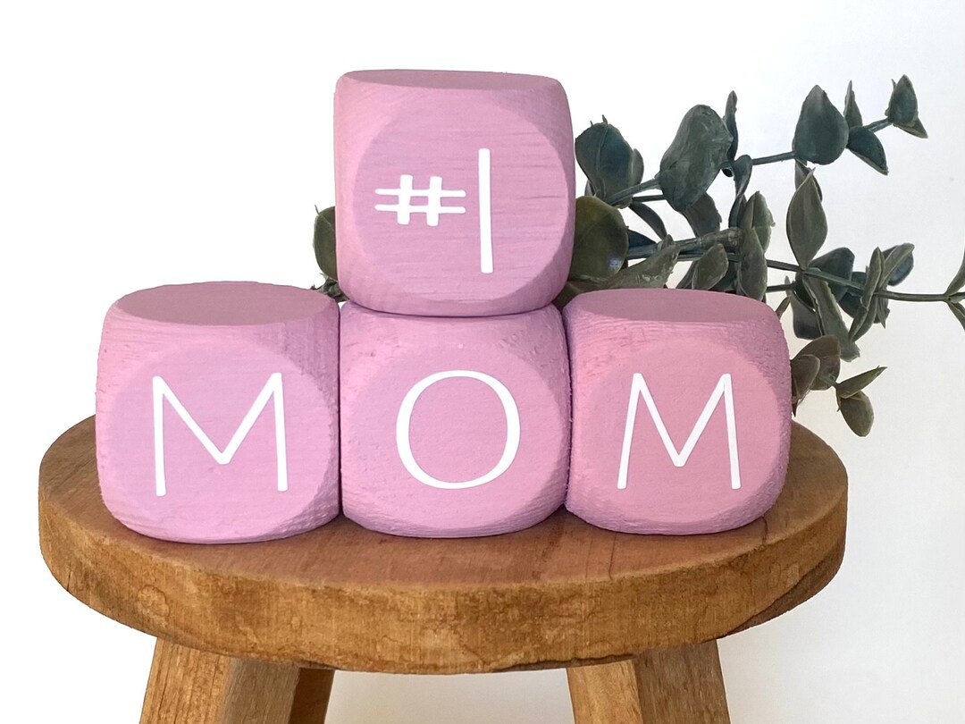 Mom 2 Wood Letter Blocks Tiered Tray Decor / Mothers Day Tiered Tray ...