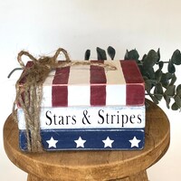 Patriotic Book Stacks | Summertime Book Bundles | USA Decor | Farmhouse ...