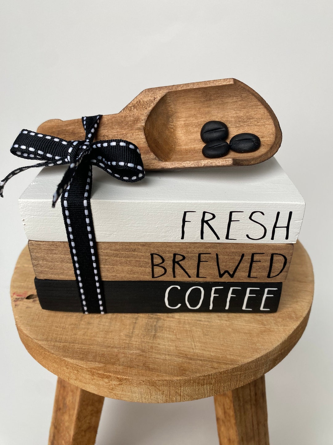 Fresh Brewed Coffee Tiered Tray Book Stack/ Coffee Bar Decor / Coffee ...