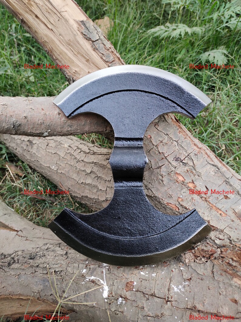 Medieval Warrior Double Edge Axe Head, Carbon Forged Viking Tow Sided ...