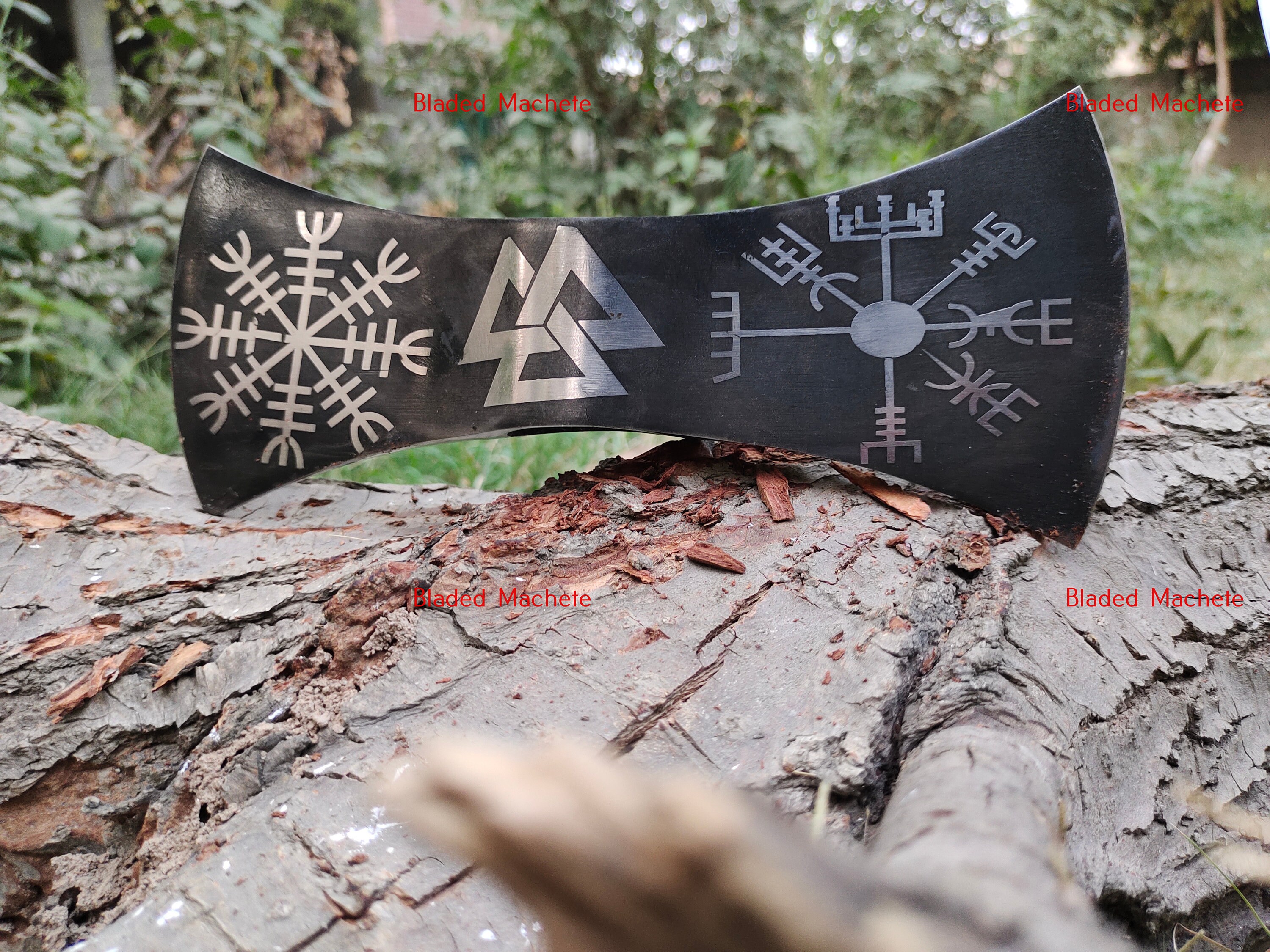 Medieval Warrior Double Edge Axe Head, Carbon Forged Viking Tow Sided ...