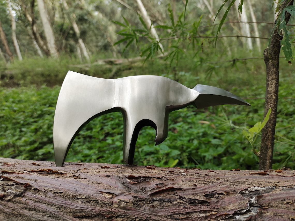 Viking Bearded Tomahawk Axe Head, Hand Forged High Carbon Steel Spike ...