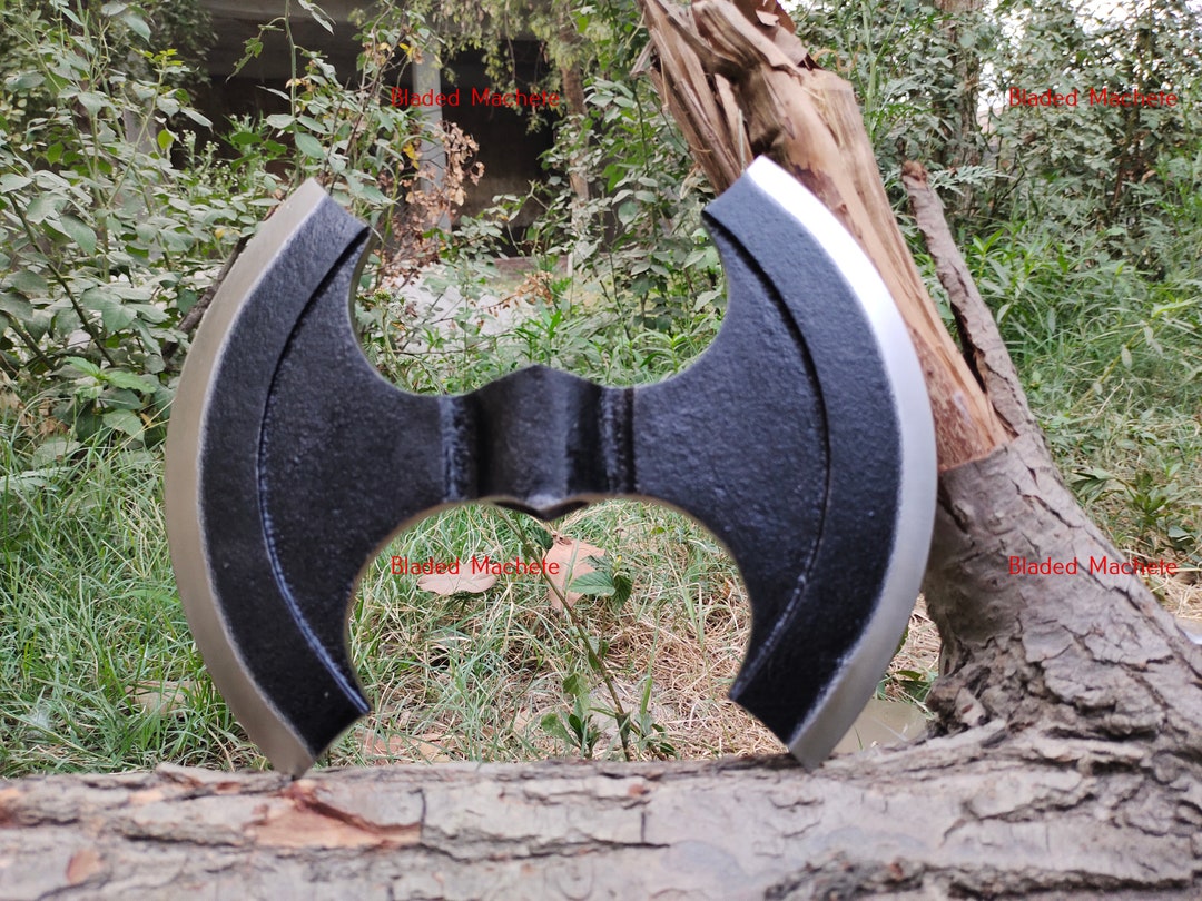Medieval Warrior Double Edge Axe Head, Carbon Forged Viking Tow Sided ...