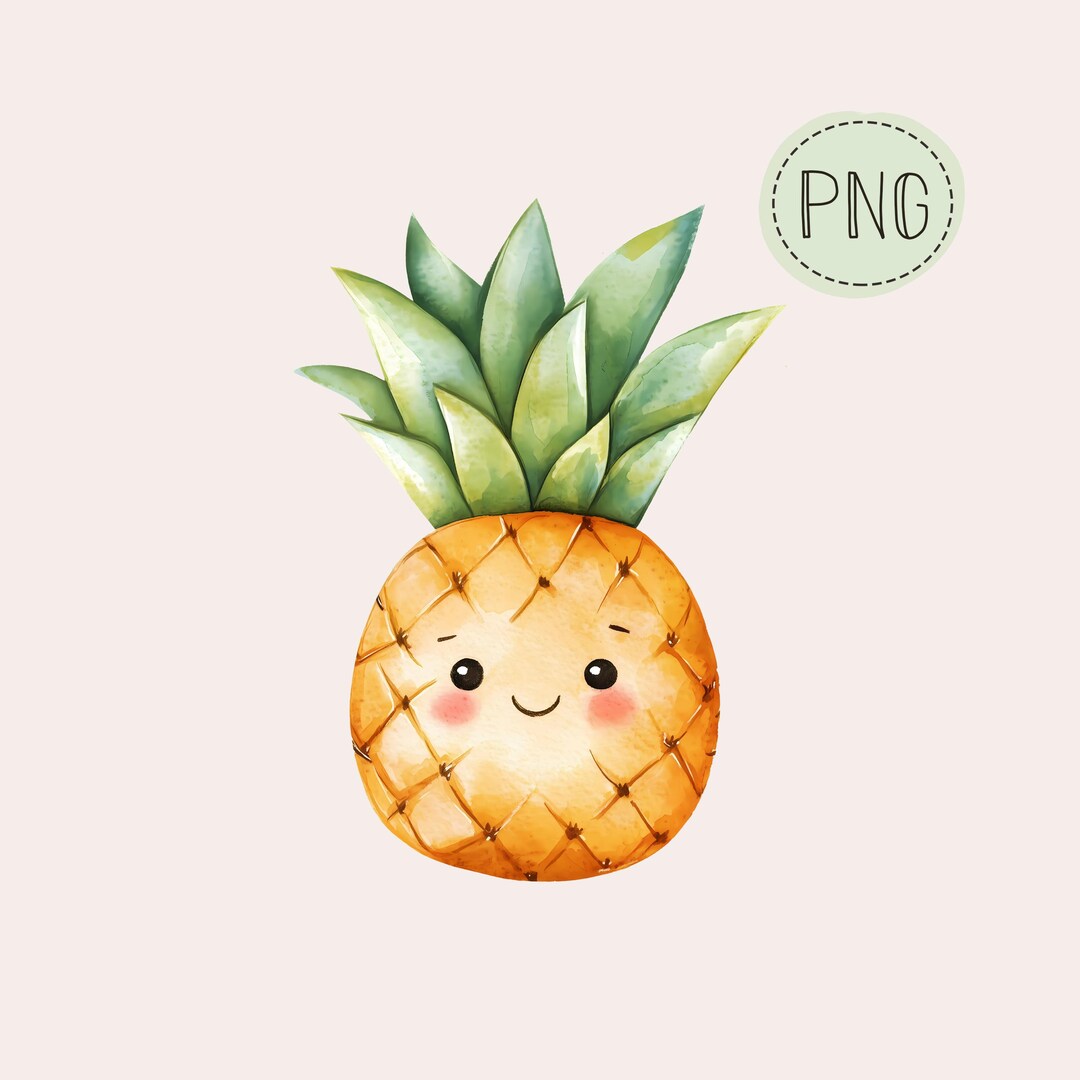 Kawaii Pineapple PNG, Adorable Summer Sublimation Design, Kids Fruit ...