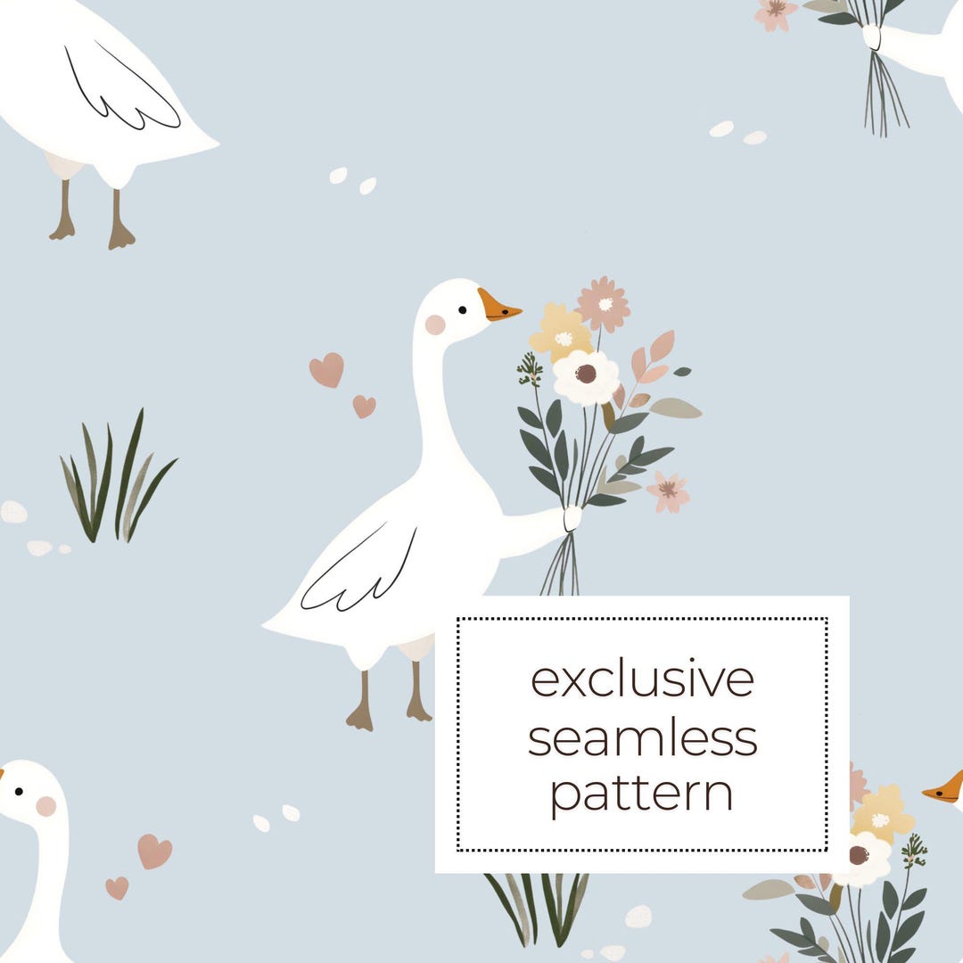 Spring Goose Exclusive Seamless Pattern, Silly Goose Digital Paper ...