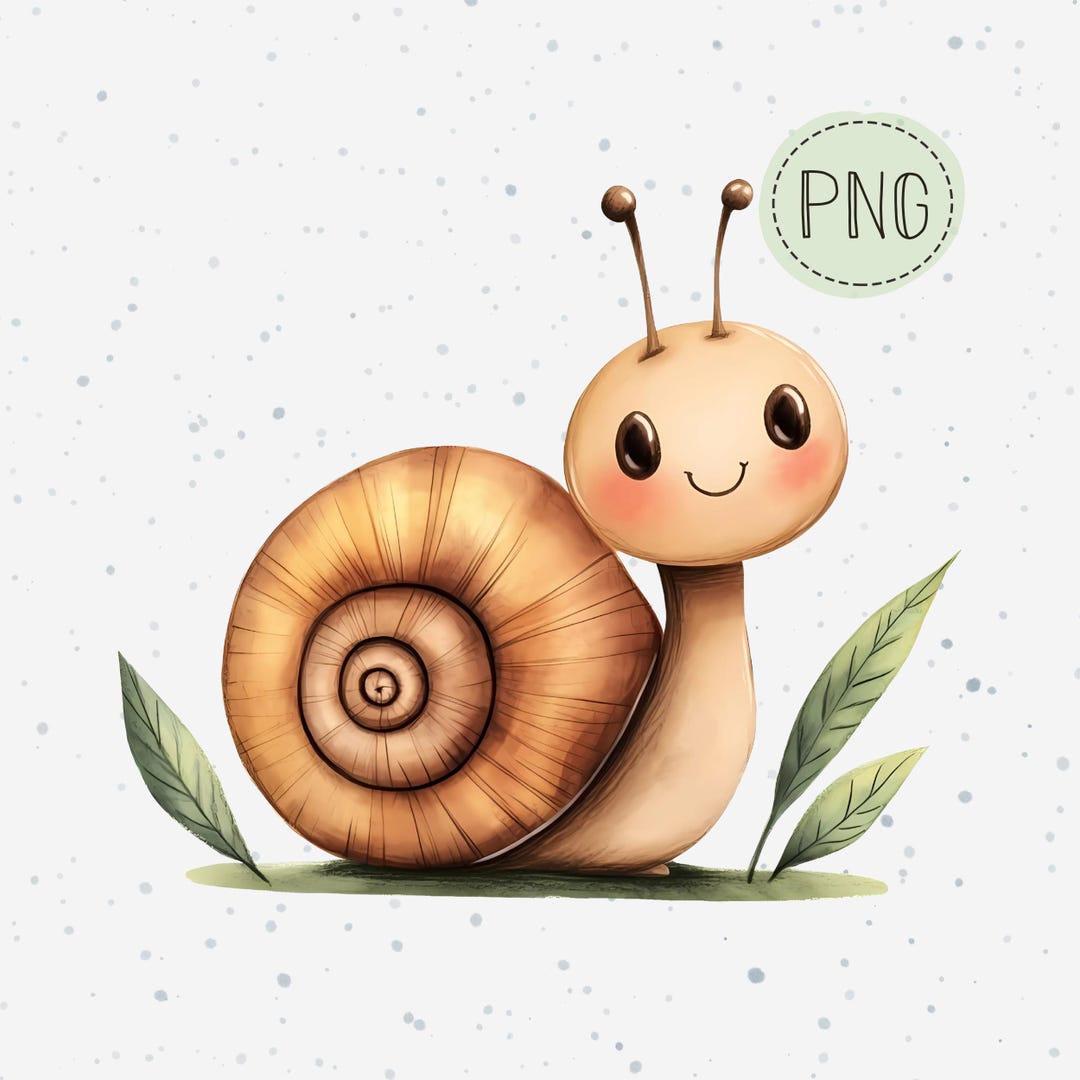 Watercolour Snail PNG: Kawaii Snail Sublimation Design (digital ...
