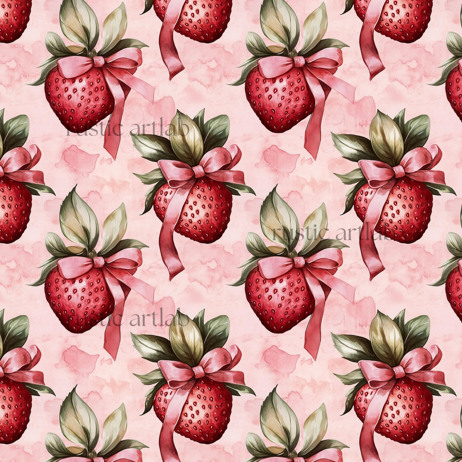Strawberries Valentine's Day Seamless Pattern – Coquette Bow and ...