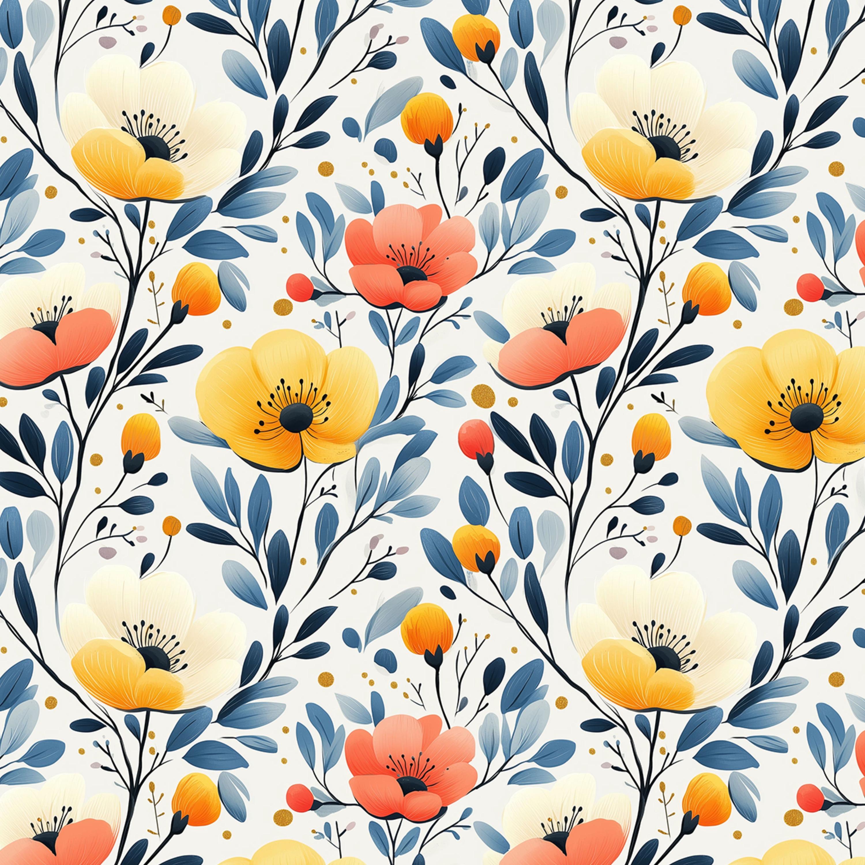 Elegant Floral Seamless Pattern - Beautiful Floral Digital Paper ...