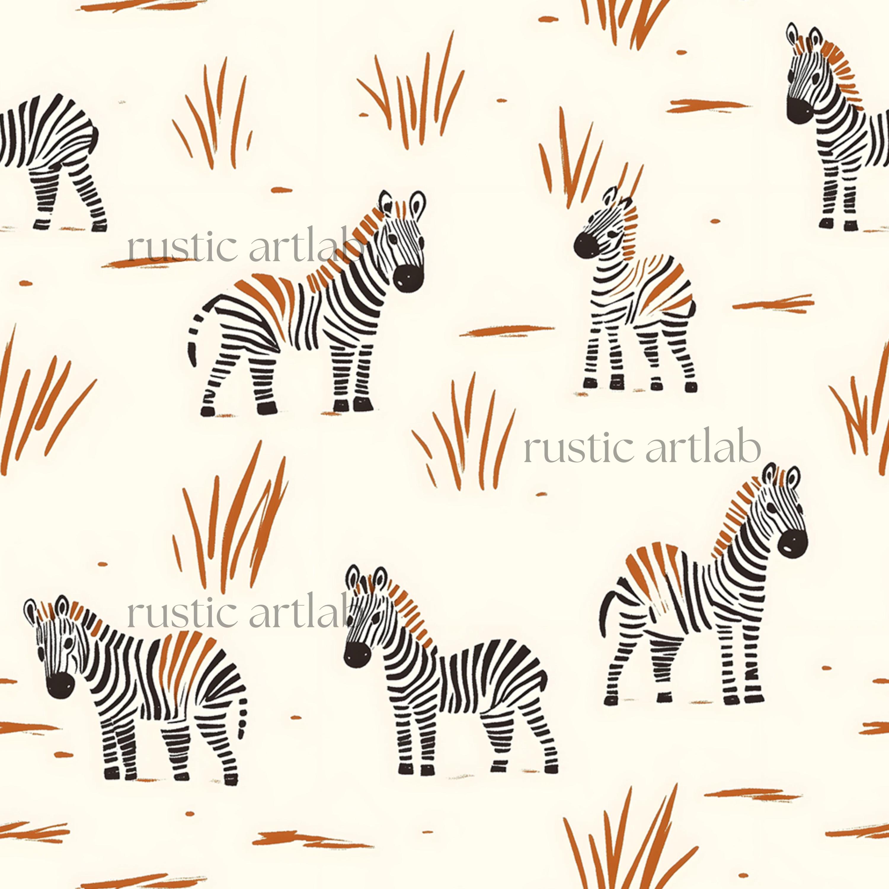 Zebras Seamless Pattern - Safari Kids Fabric Design - Minimalist Zebra ...