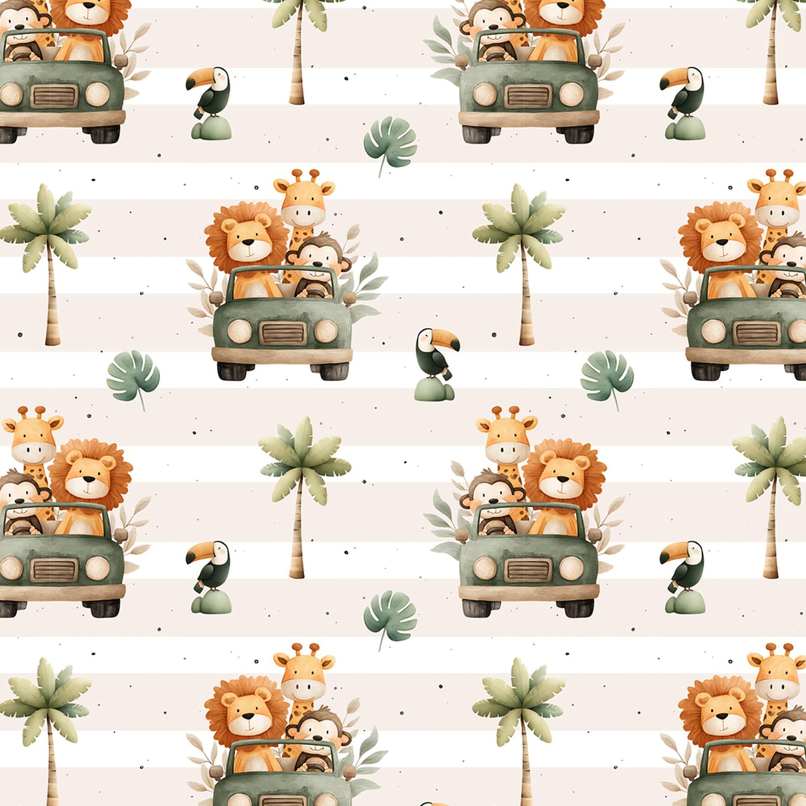 Safari Animals Seamless Pattern - Jungle Nursery Fabric Design ...