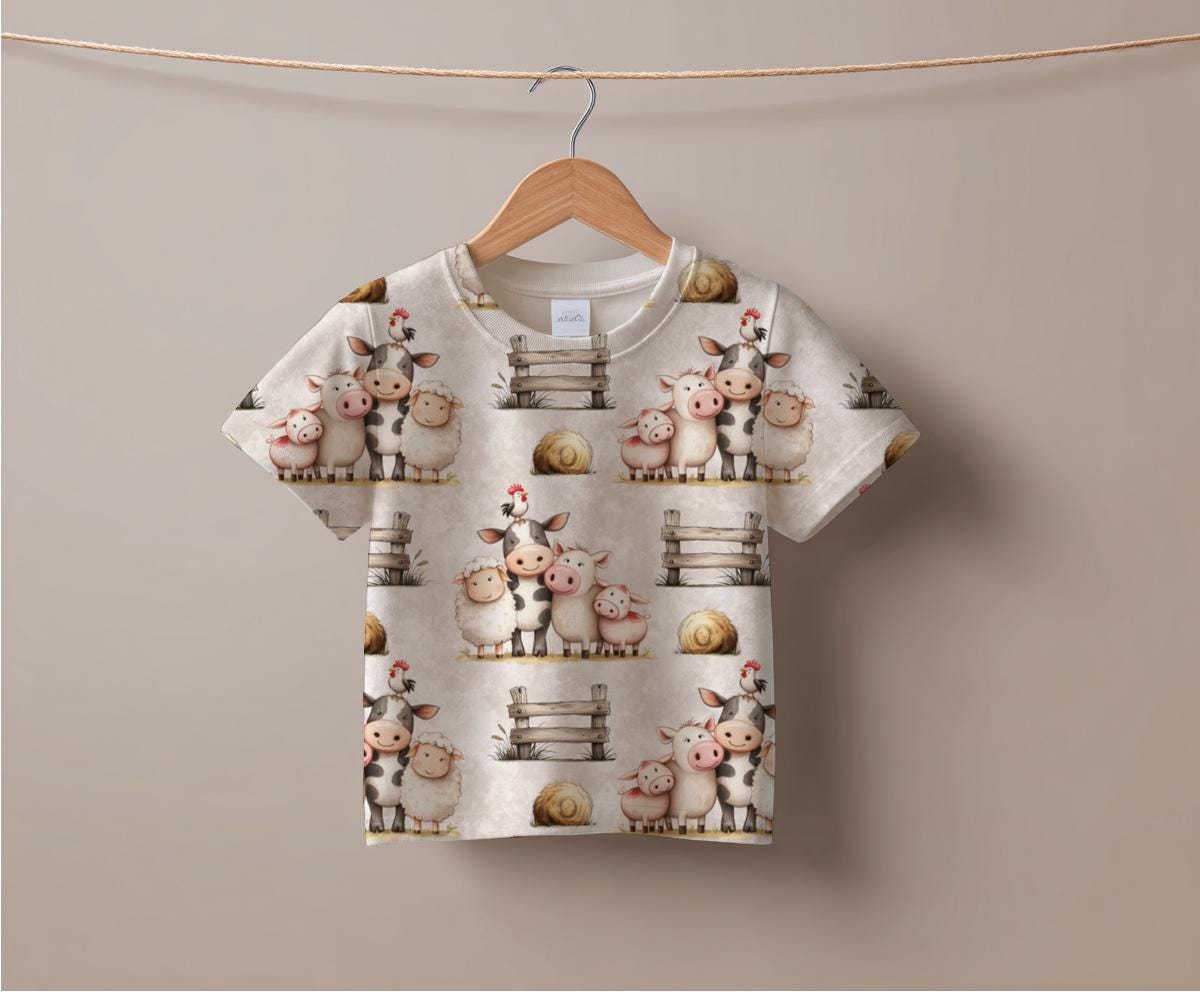Happy Farm Seamless Pattern, Farm Animals Nursery Fabric Design, Cow ...