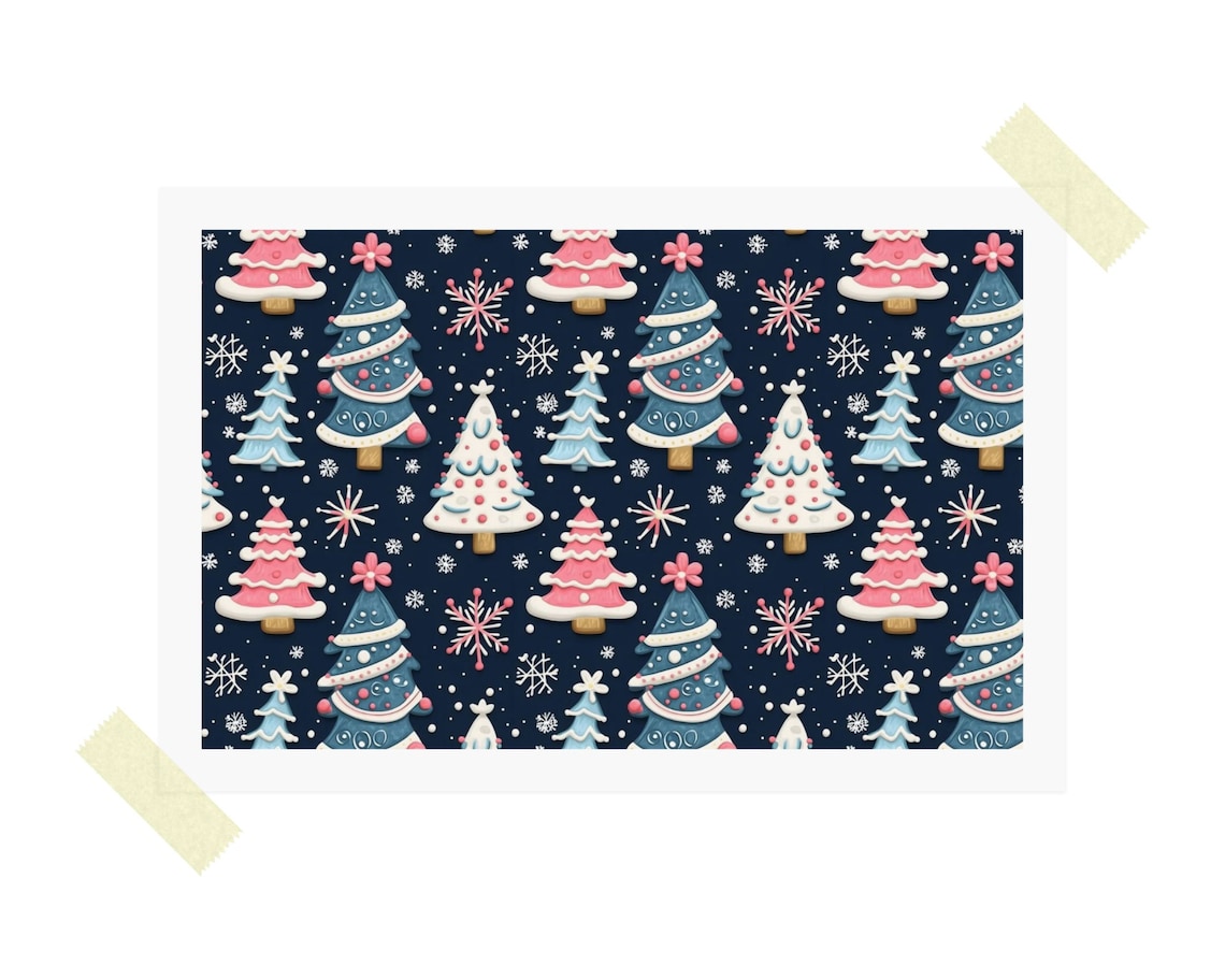 3D Christmas Trees Seamless Pattern, Festive Holiday Trees Design ...