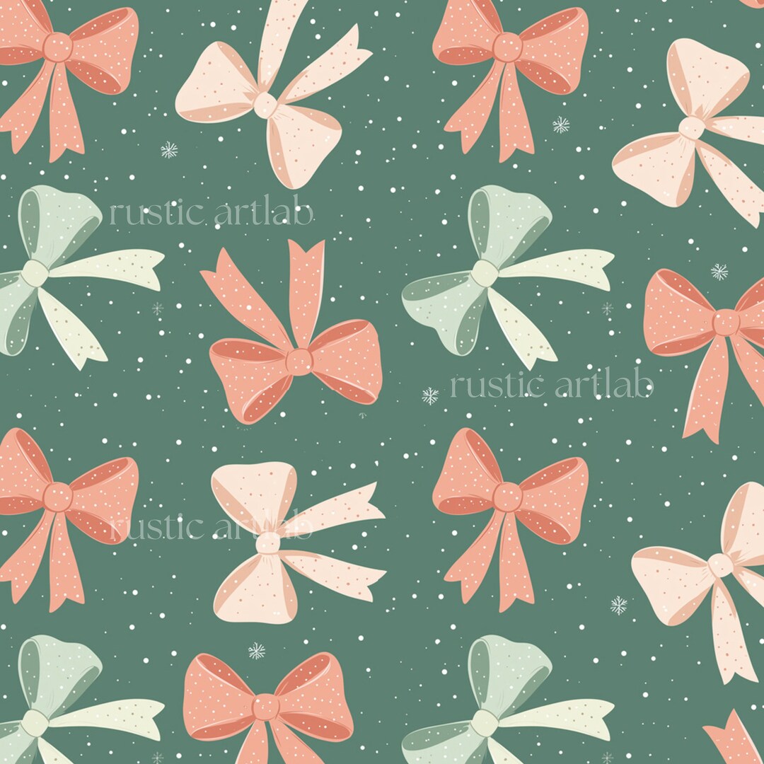 Bow Christmas Seamless Pattern, Coquette Christmas Pattern Design ...