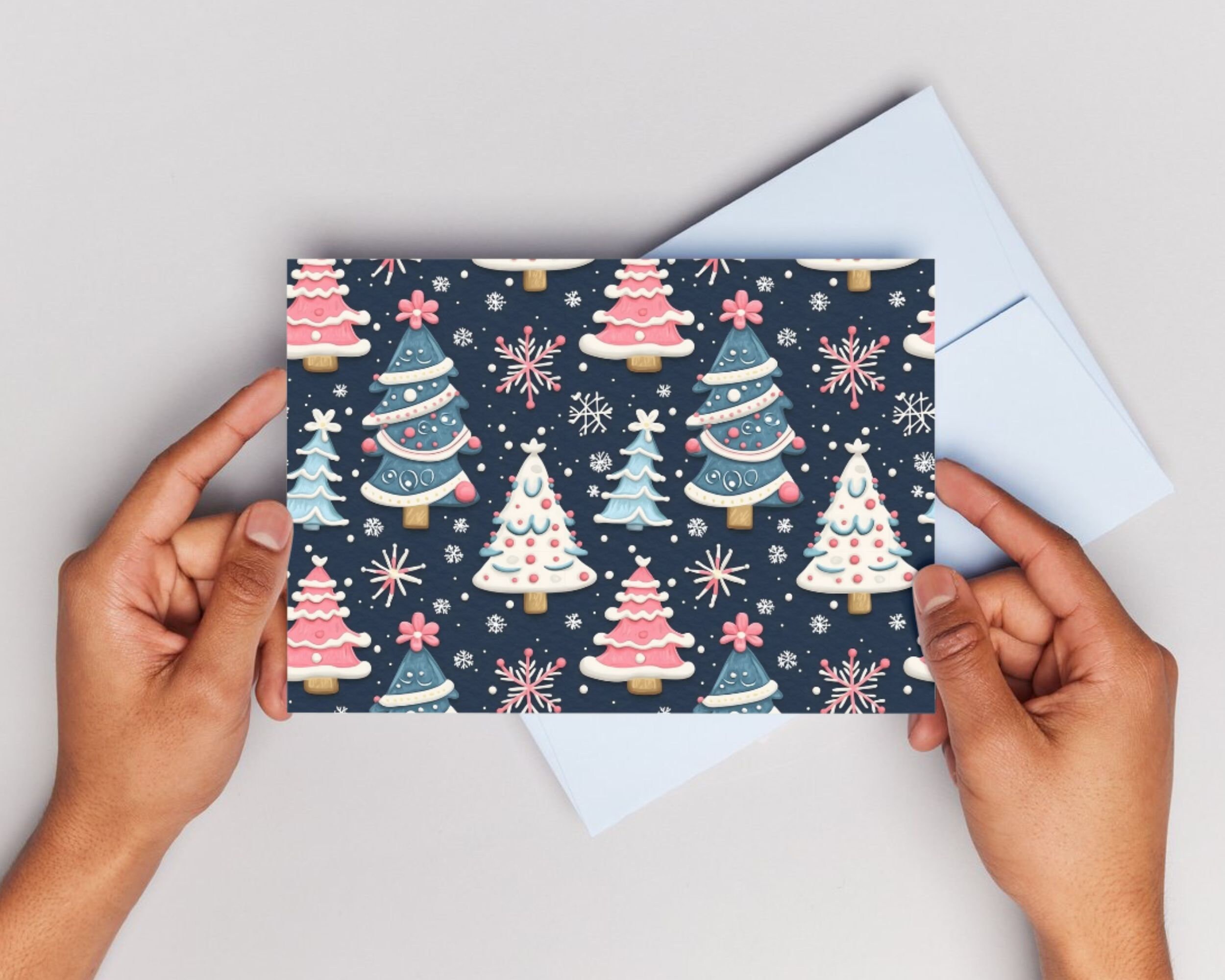 3D Christmas Trees Seamless Pattern, Festive Holiday Trees Design ...
