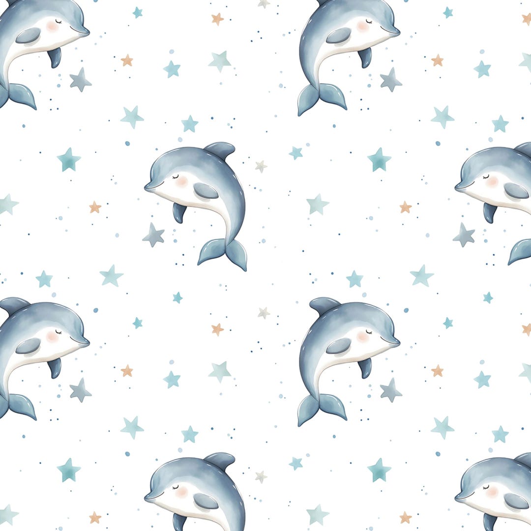 Dolphin Seamless Pattern - Ocean Kids Fabric Design - Marine Textile ...