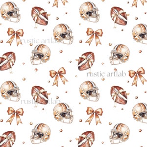 Coquette Football Seamless Pattern, Football Bow Digital Paper, Game ...
