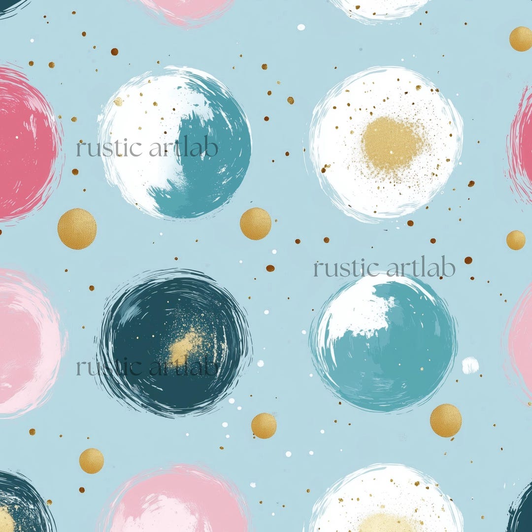Abstract Pastel Polka Dot Digital Paper – Playful Blue, Pink, and Gold ...