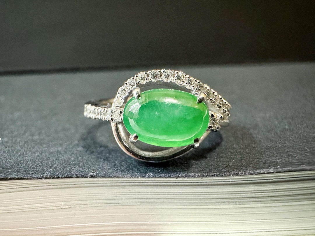 The Crown Jewel Rare Natural Myanmar Imperial Green Jade & Diamond 18K ...