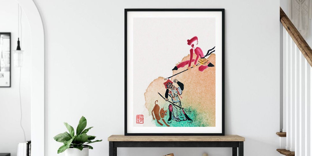 Monkey King Vs. God Erlang Print: Chinese Watercolor (digital Download ...