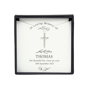 Personalised in Loving Memory Cross Sentiment Necklace and Box ...