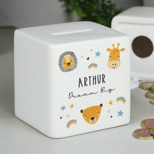 Personalised Scandi Safari Animals Money Box Personalised Money Box ...