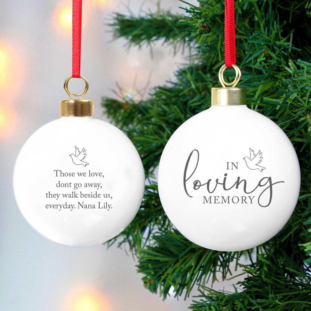 Personalised in Loving Memory Bauble - Christmas Memorial Bauble ...