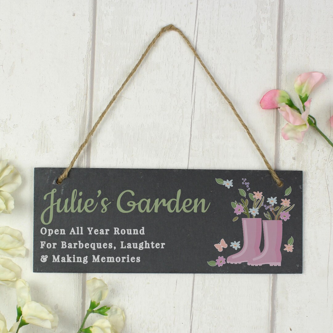 Personalised Floral Garden Slate Sign - Gardeners Gift - Mothers Day ...