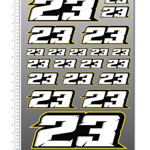 Personal Custom Race Numbers Sheet 49x34cm Stickers Decals Graphics ...