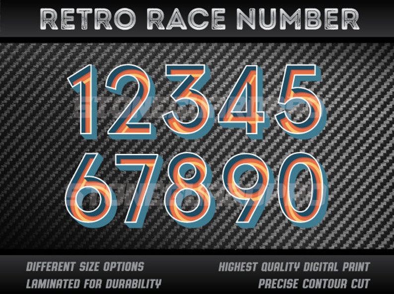 3-6 X Custom Retro Classic Racing Numbers Vinyl Stickers - Etsy