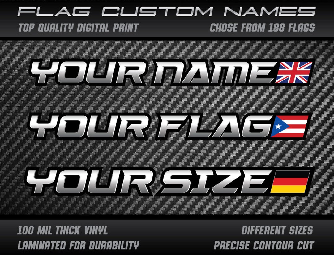 Custom Name Flag Stickers: Laminated Decals for Helmet, Bike, Car - Etsy