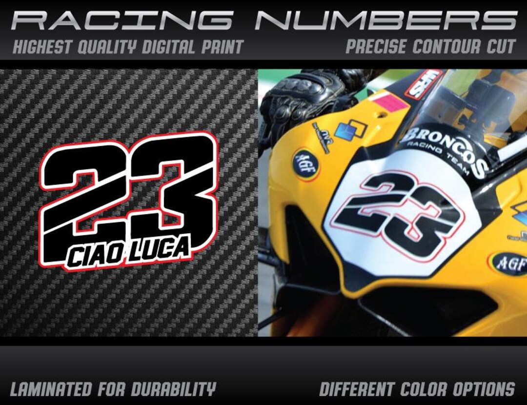 3 X Luca Salvadori 23 Race Numbers Ciao Luca Vinyl Stickers Decals ...