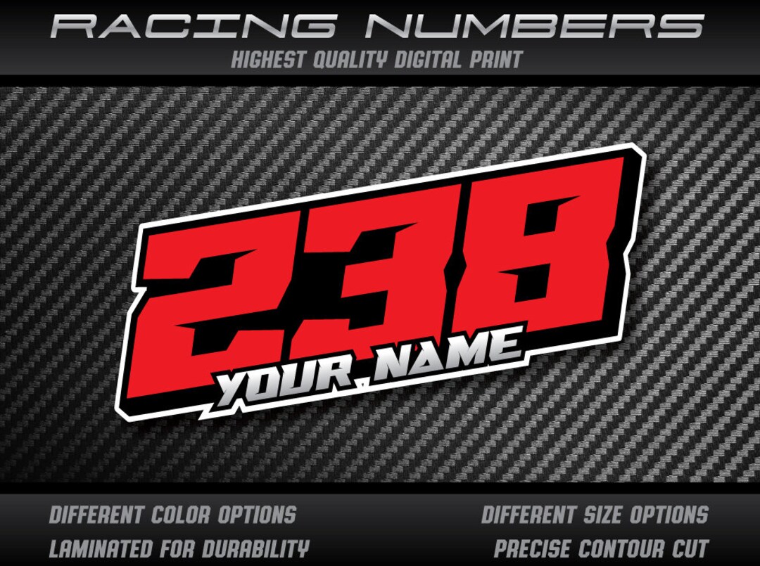 3x Personal Custom Race Number and Name Plate Stickers Decals Graphics ...