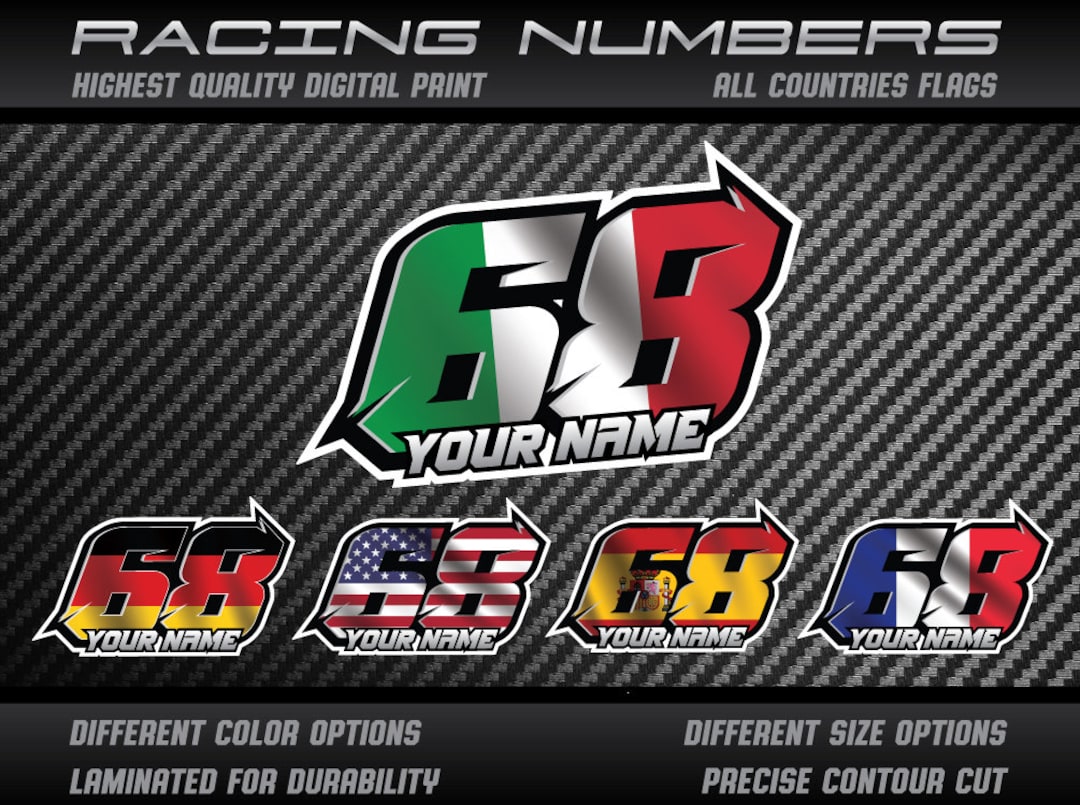 Custom Race Number Plate Stickers: Motorcycle, Kart, Car - UV Laminated ...