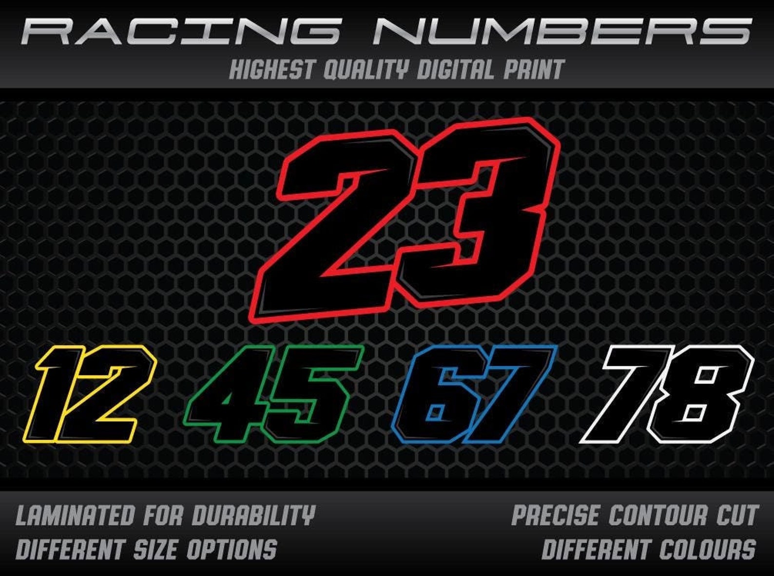 3 X Custom Racing Numbers Vinyl Stickers Decals Graphics Race ...