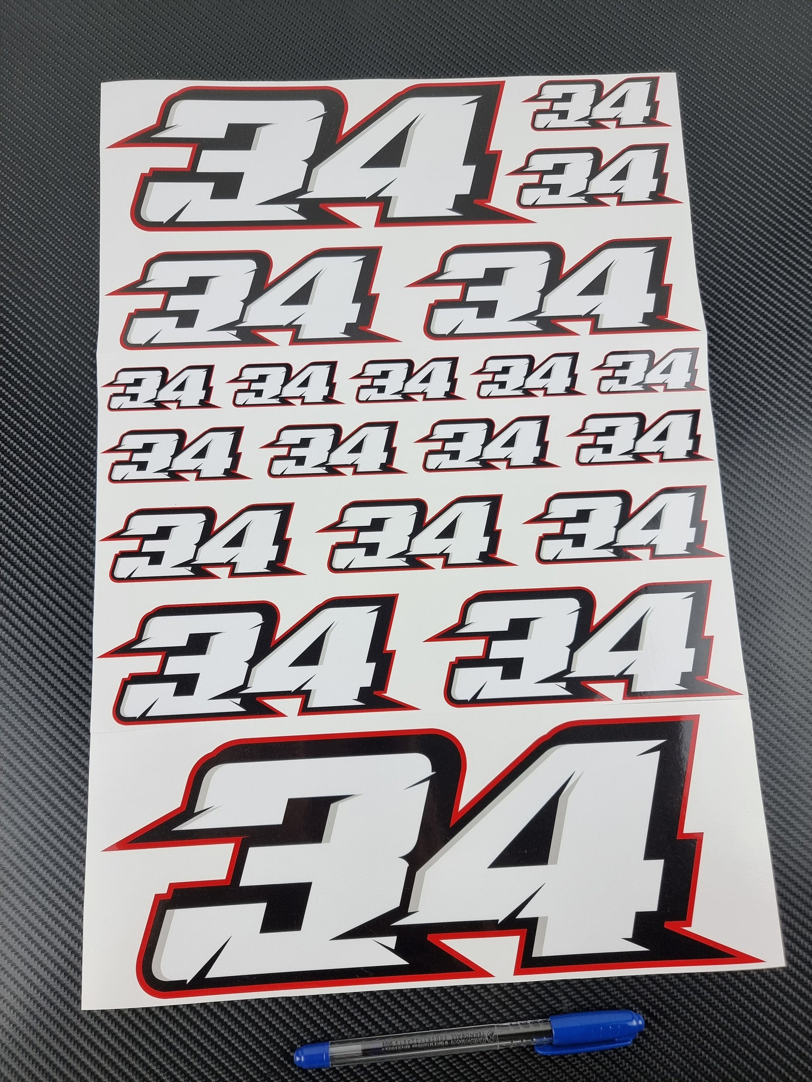 Personal Custom Race Numbers Sheet 49x34cm Stickers Decals Graphics ...