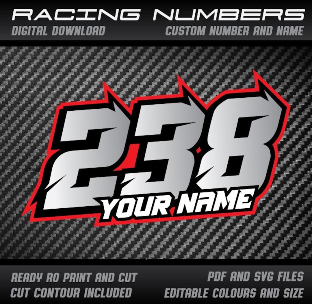 Custom Race Numbers & Name - Digital Download. Editable Colours and ...