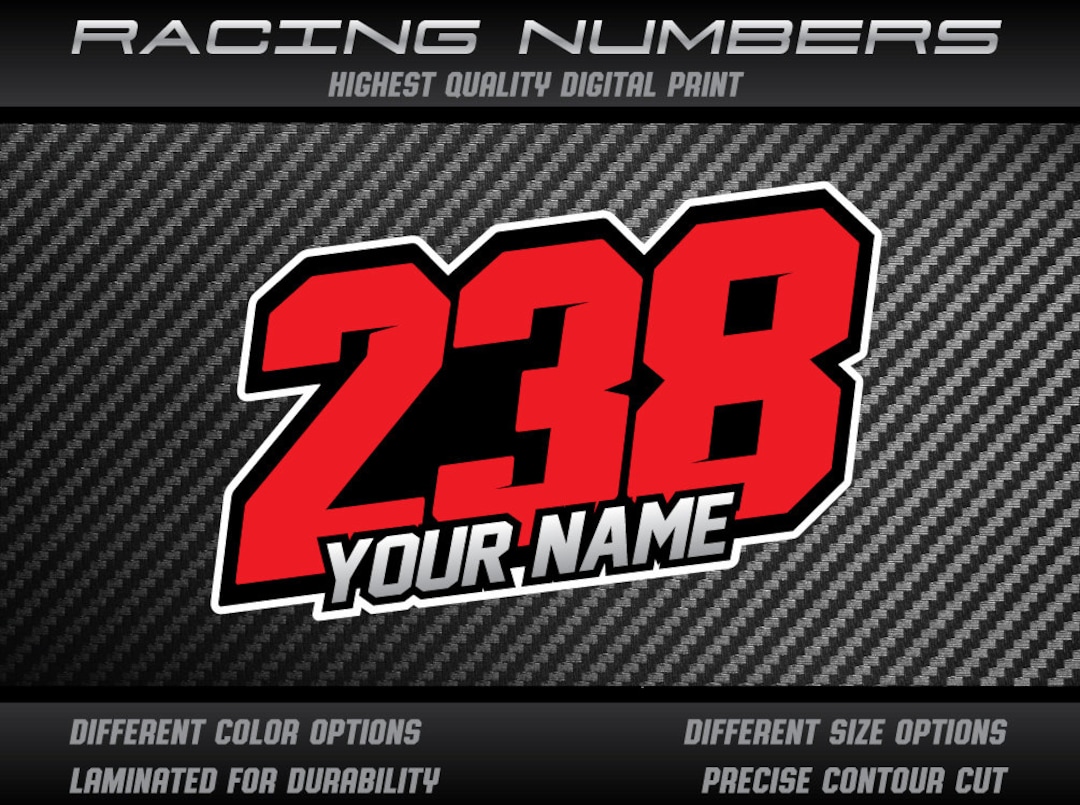 3x Personal Custom Race Number and Name Plate Stickers Decals Graphics ...