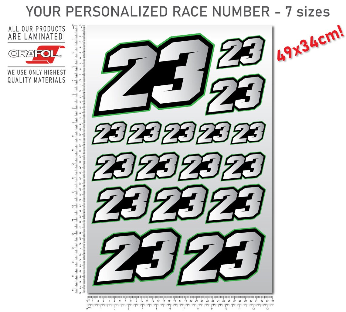 Personal Custom Race Numbers Sheet 49x34cm Stickers Decals - Etsy