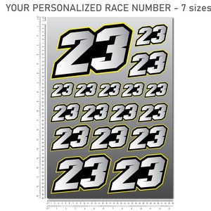Personal Custom Race Numbers Sheet 49x34cm Stickers Decals Graphics ...