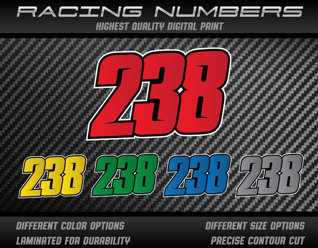 3 X Custom Racing Numbers Vinyl Stickers Decals Graphics Race ...
